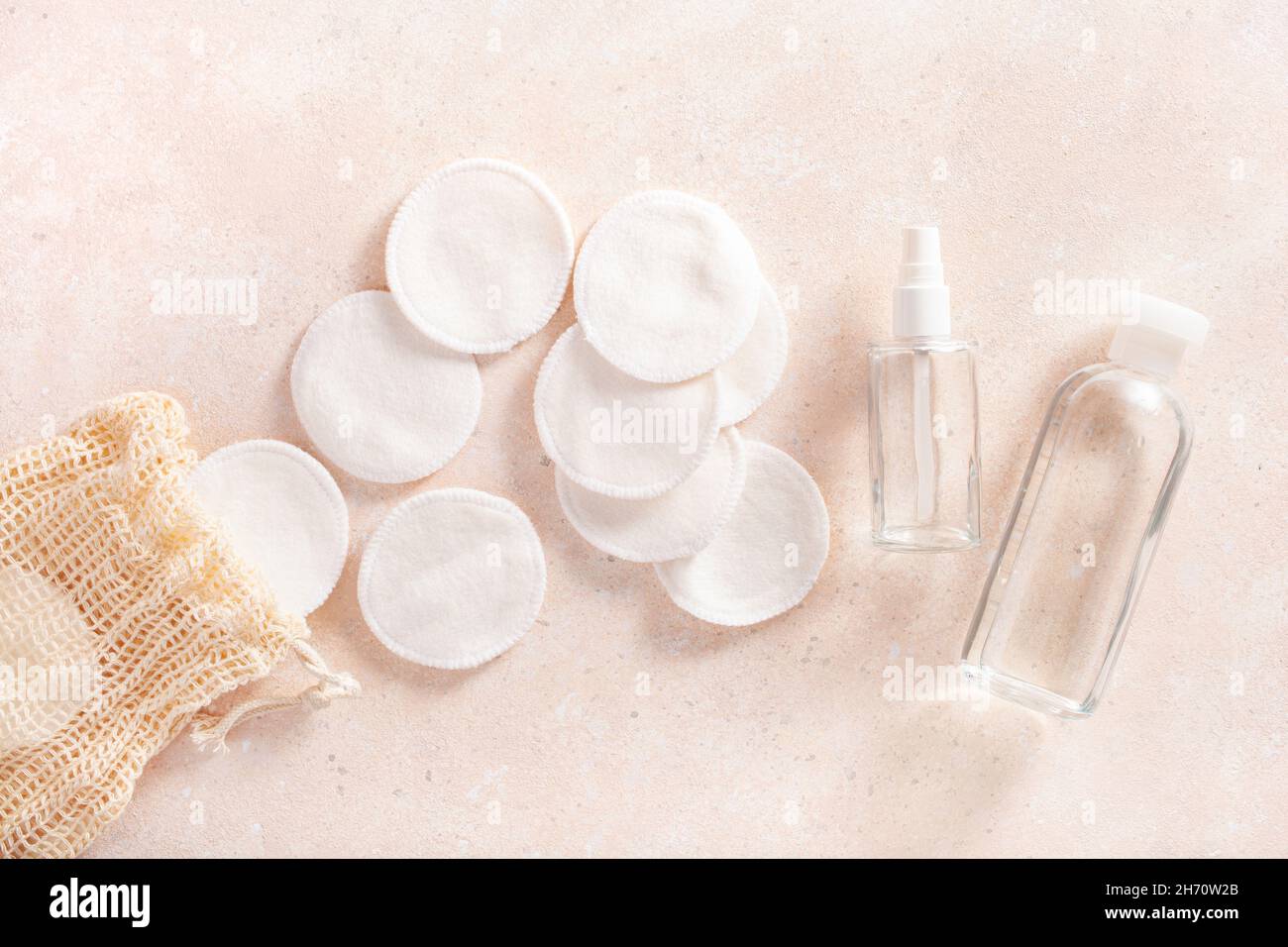 zero waste eco friendly hygiene bathroom concept. reusable cotton pads ...