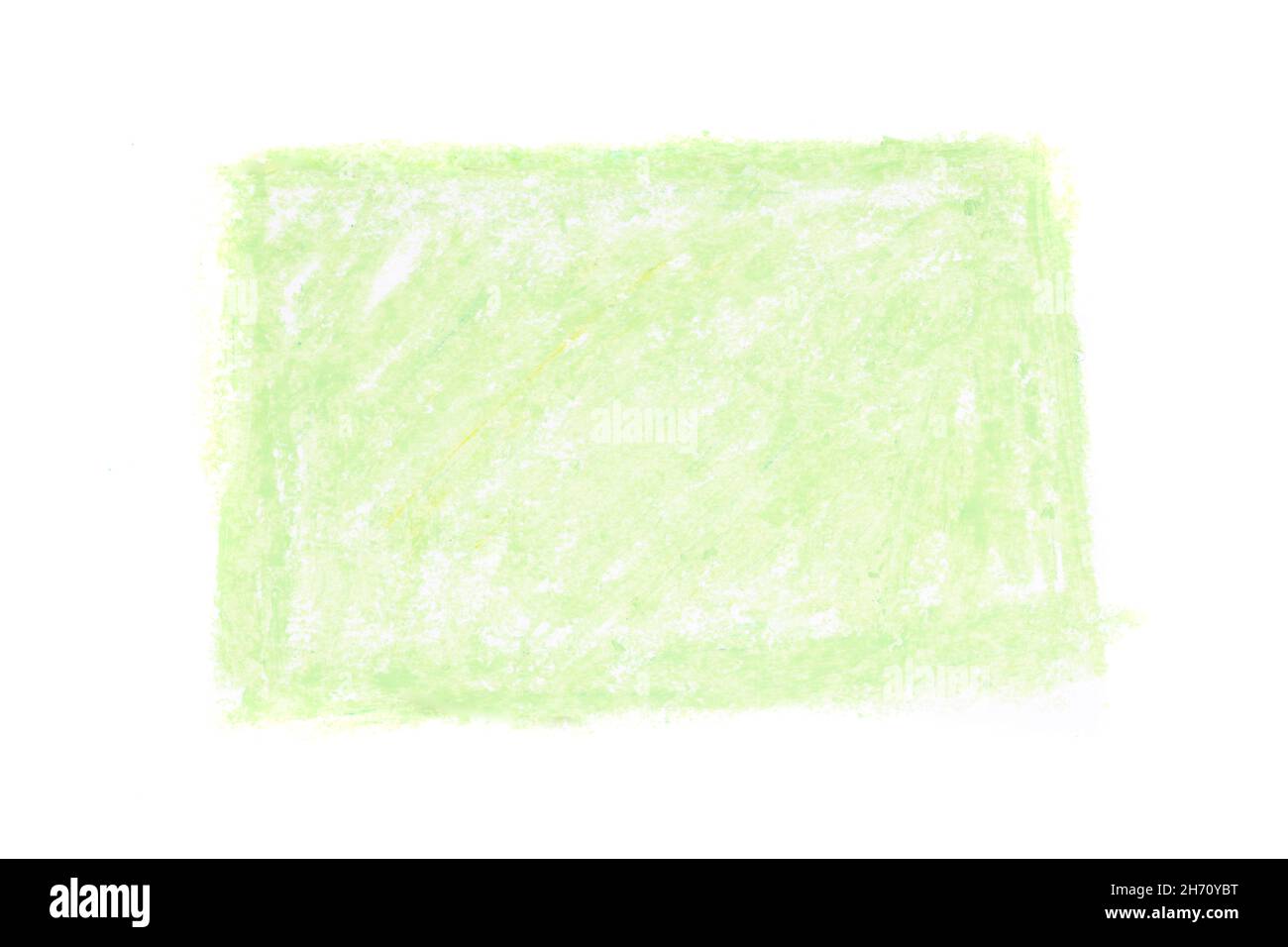 green rectangle drawn with oil pencil isolated on white background ...