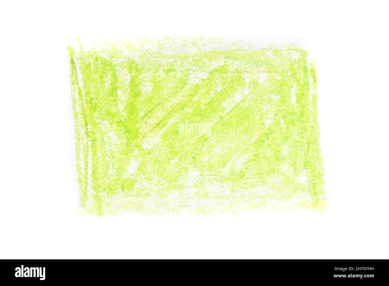 green rectangle drawn with oil pencil isolated on white background ...