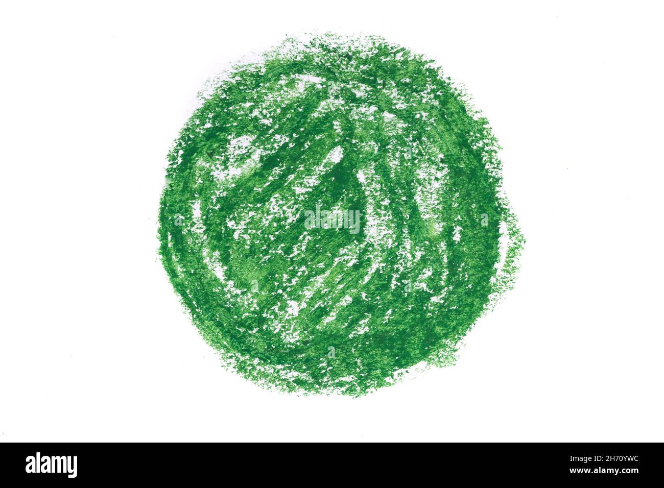 green circle drawn with oil pencil isolated on white background. High ...