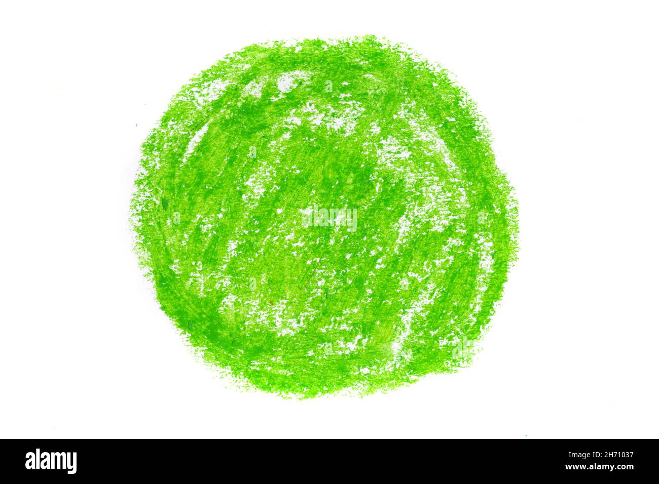 green circle drawn with oil pencil isolated on white background. High ...