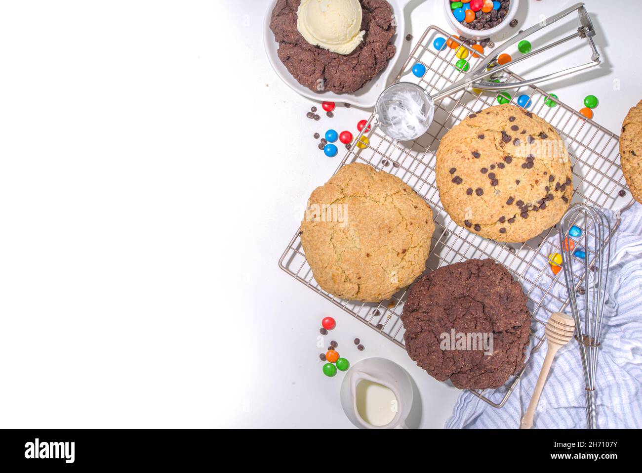 White and chocolate giant cookies. Very big cookies – chocolate ...
