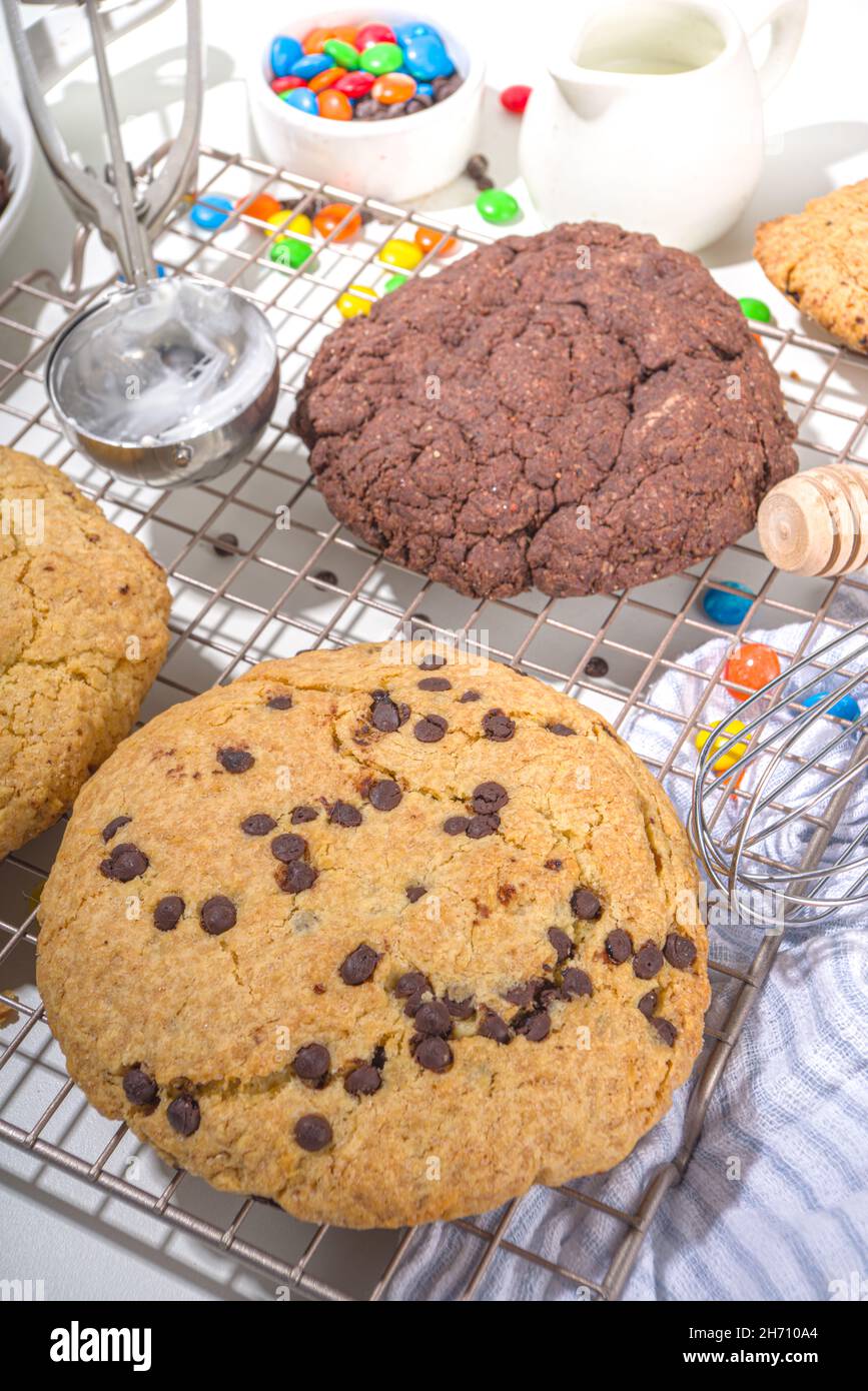 White and chocolate giant cookies. Very big cookies – chocolate ...