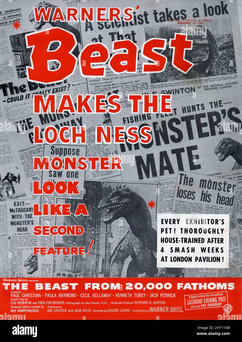 British Trade Advert for THE BEAST FROM 20,000 FATHOMS 1953 director ...