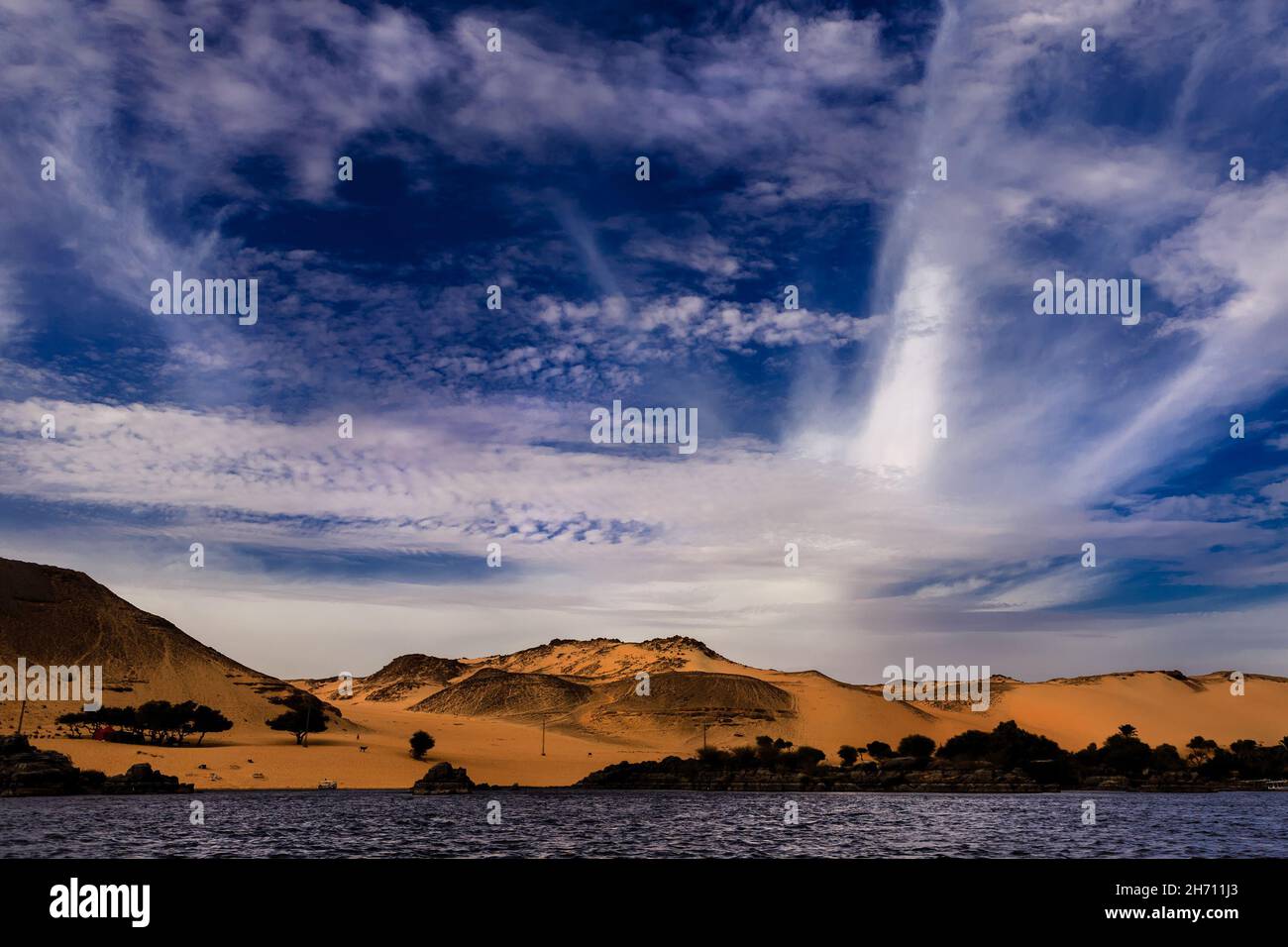 Natural landscape of Aswan, Egypt under a bright sky Stock Photo - Alamy