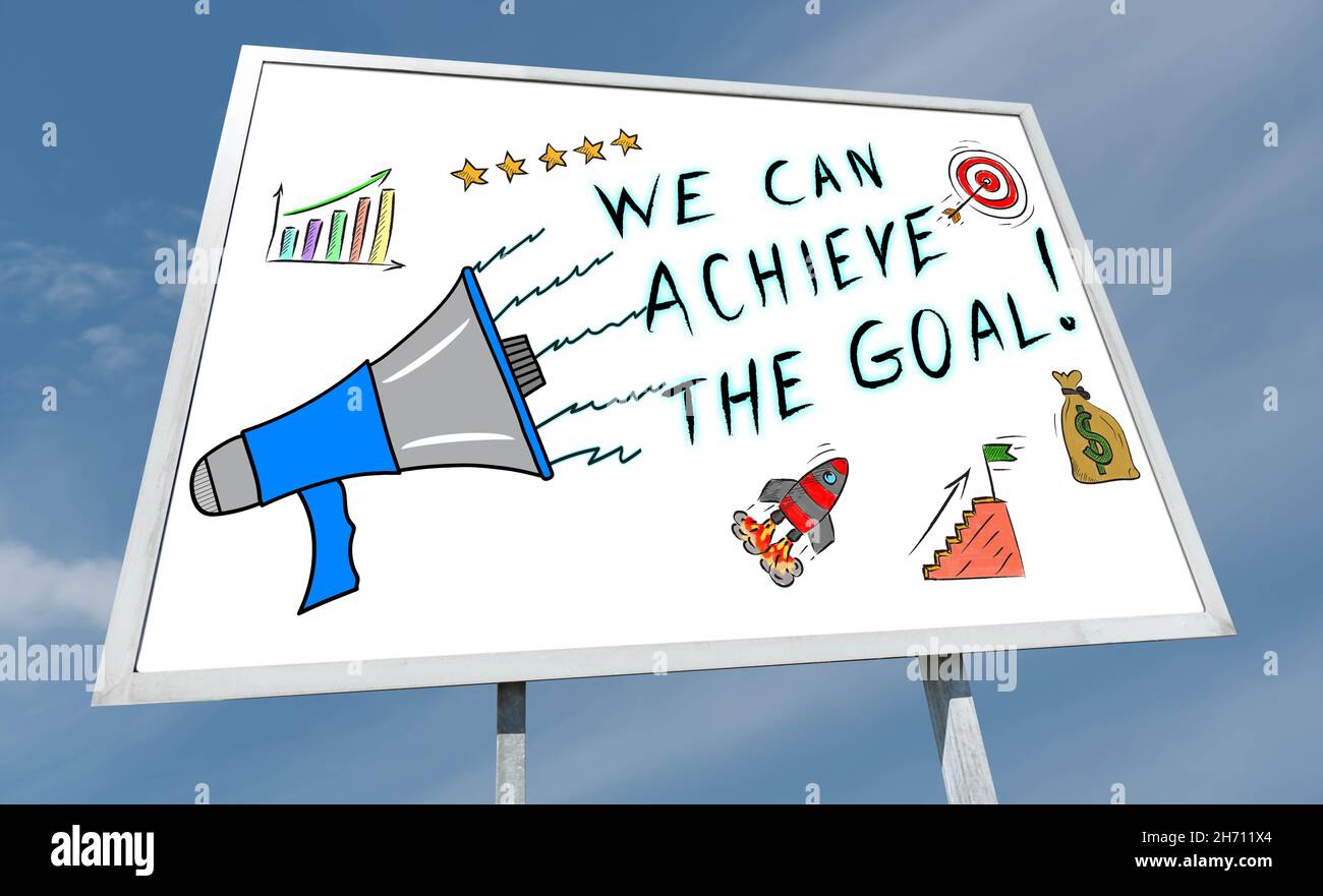Goal achievement concept drawn on a billboard Stock Photo - Alamy