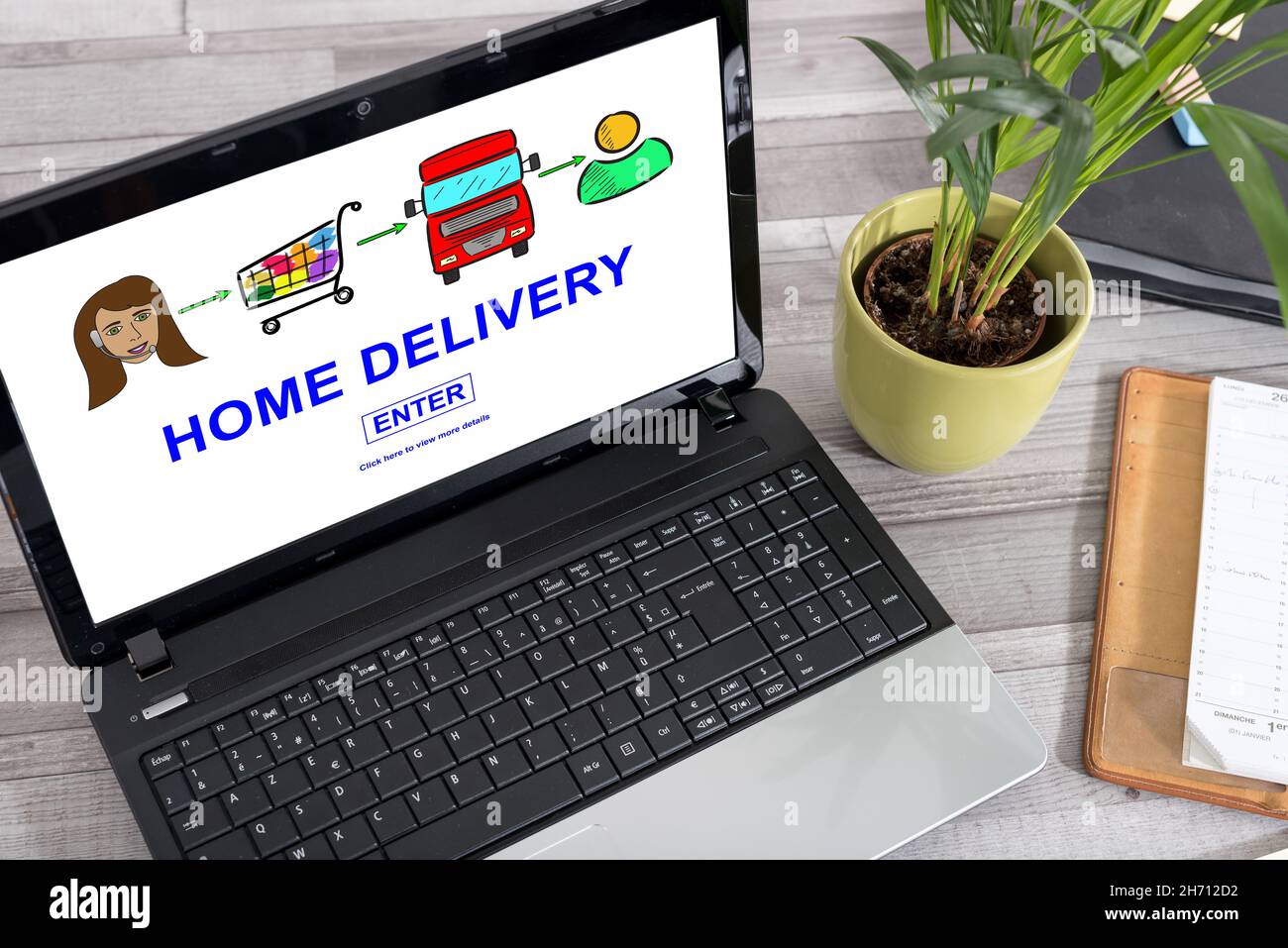 Laptop screen with home delivery concept Stock Photo - Alamy