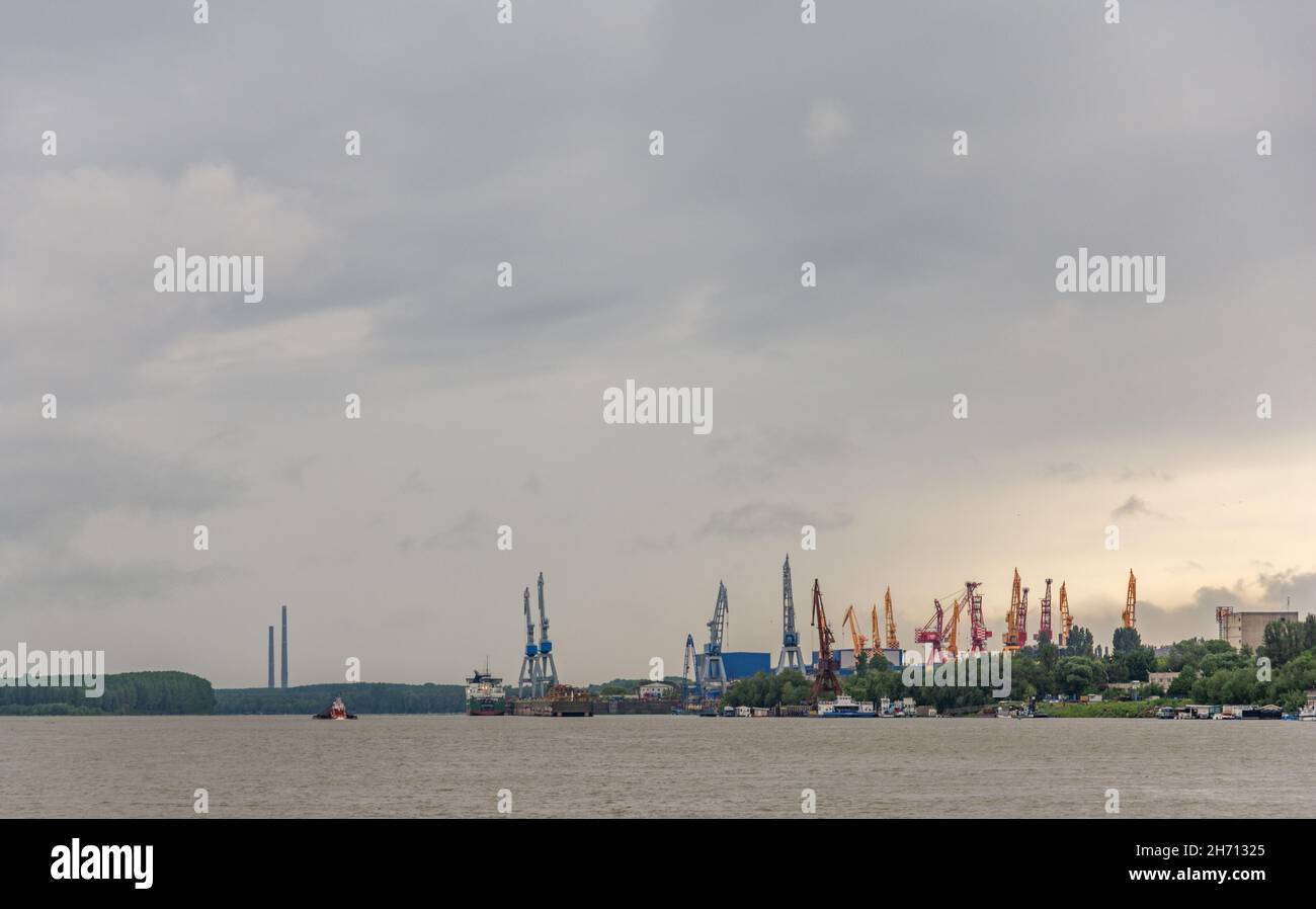 View of Braila river port, on Danube river in Romania Stock Photo - Alamy