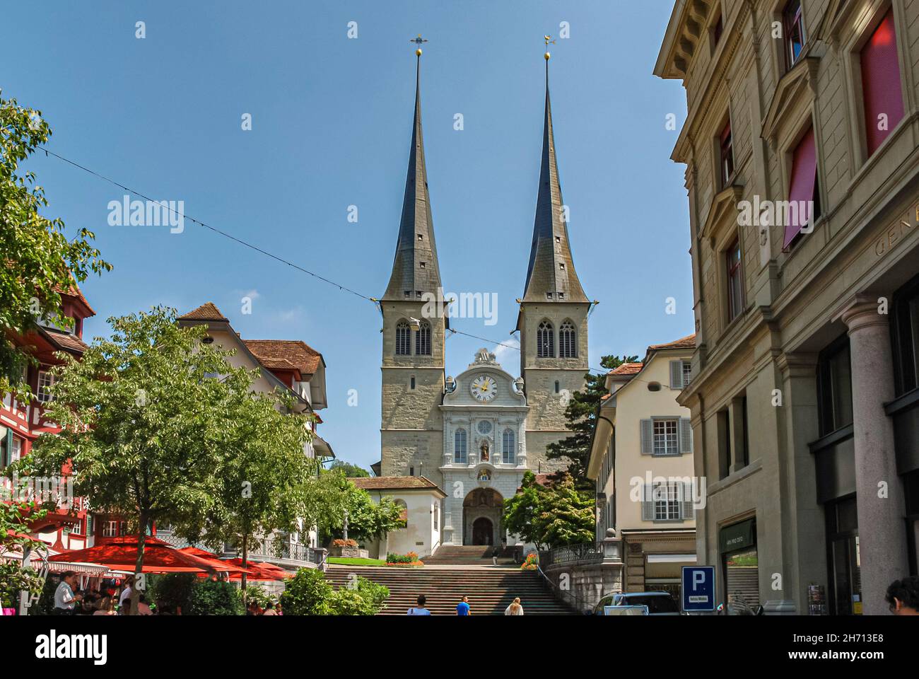 The Lucerne cathedral as seen from the street Stock Photo - Alamy