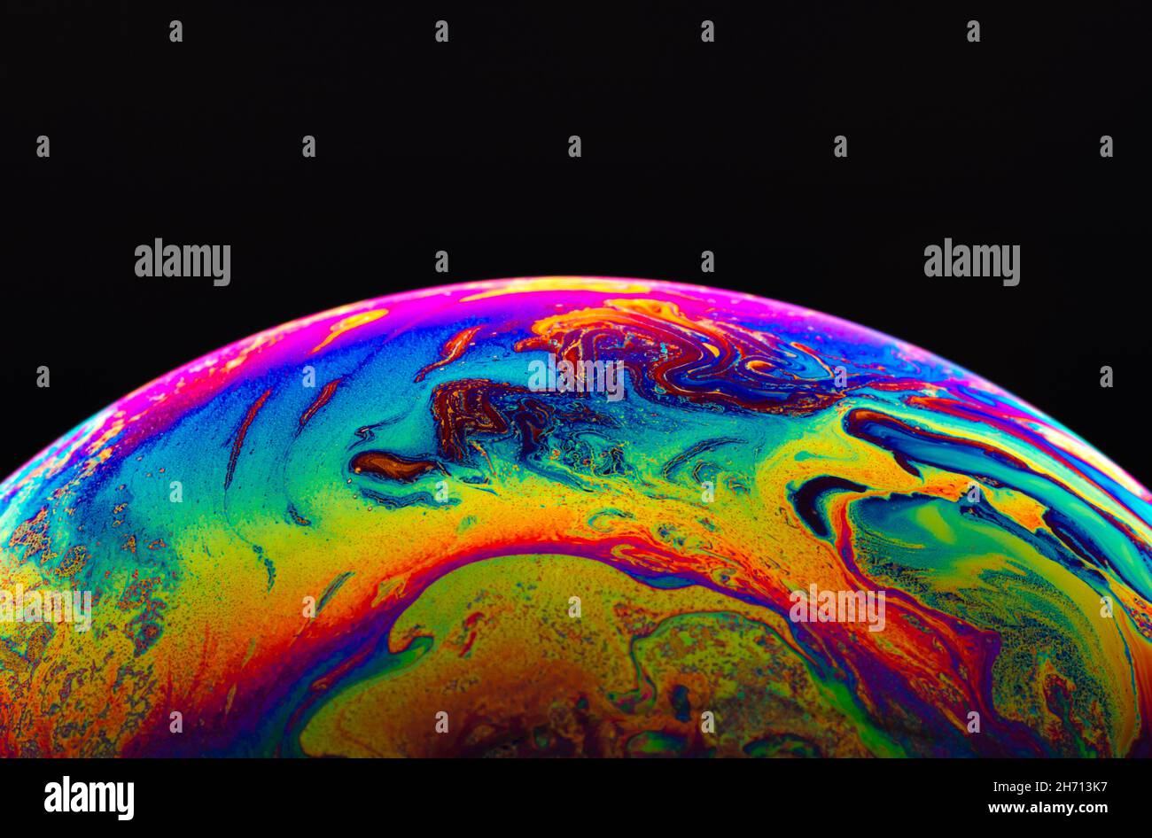 Virtual reality space with abstract multicolor psychedelic planet ...