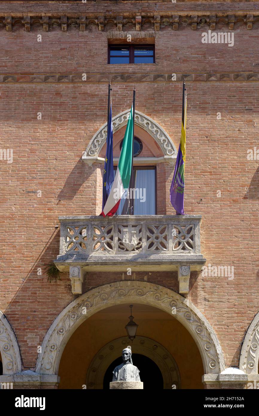 Verucchio, Rimini province, Emilia-Romagna, Italy: facade of historic ...