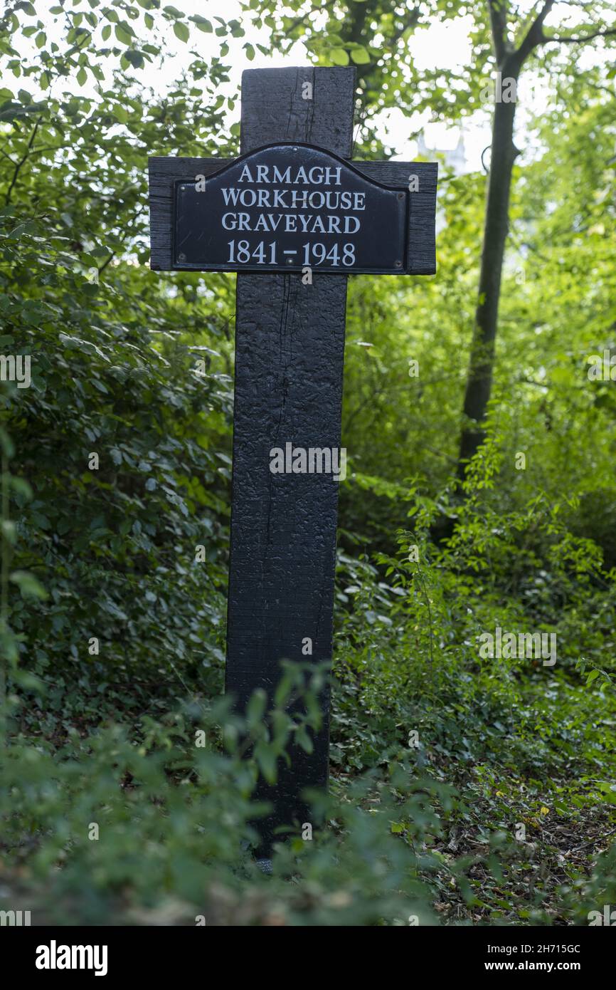 ARMAGH, UNITED KINGDOM - Sep 26, 2021: A marker cross mentioning the ...