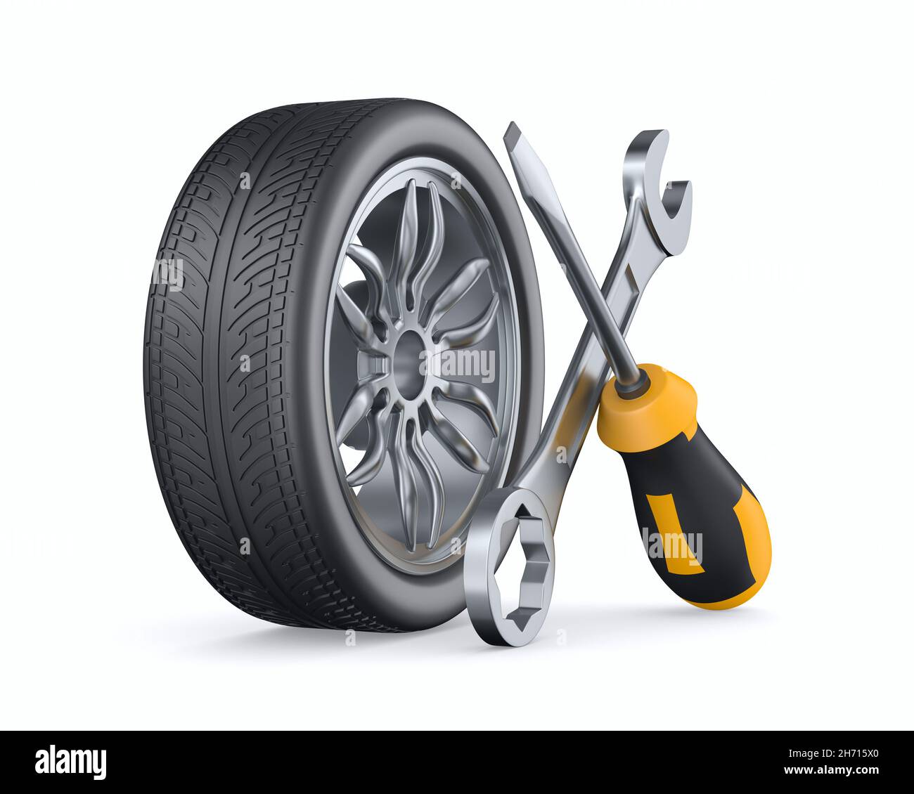 Car service on white background. Isolated 3D illustration Stock Photo ...