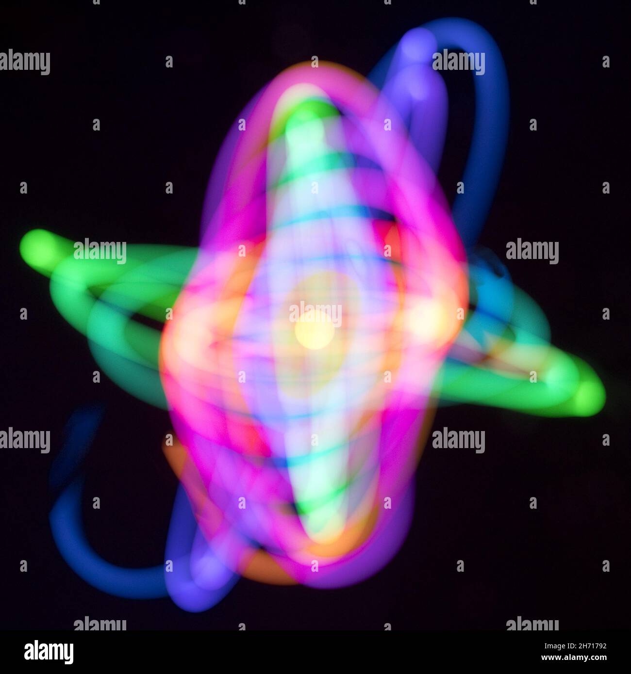 Abstract rainbow path of moving LED light on black backgroung Stock ...