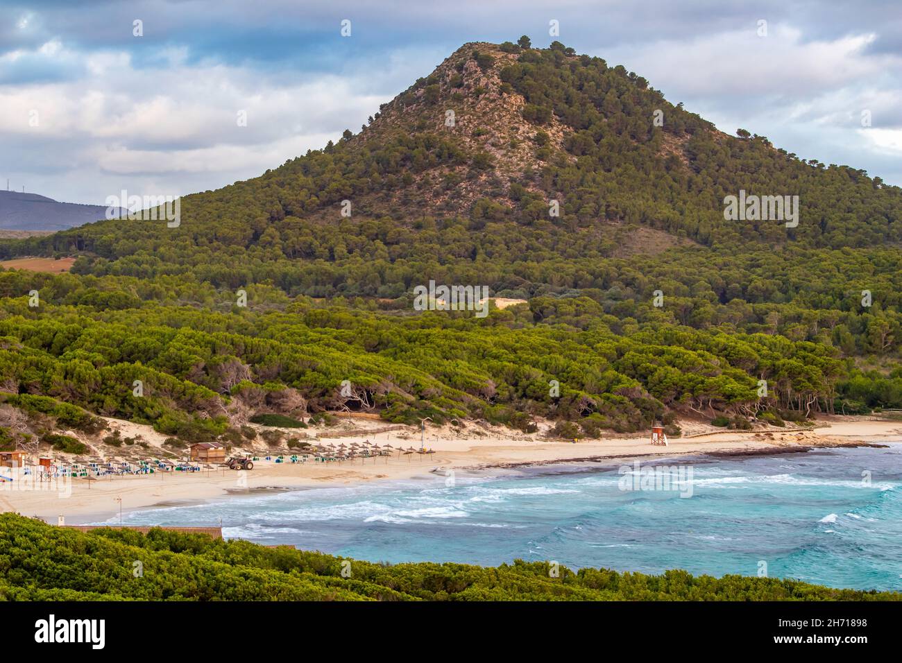 Cala Agulla beach an mountain Puig de s'Agulla in Cala Rajada ...