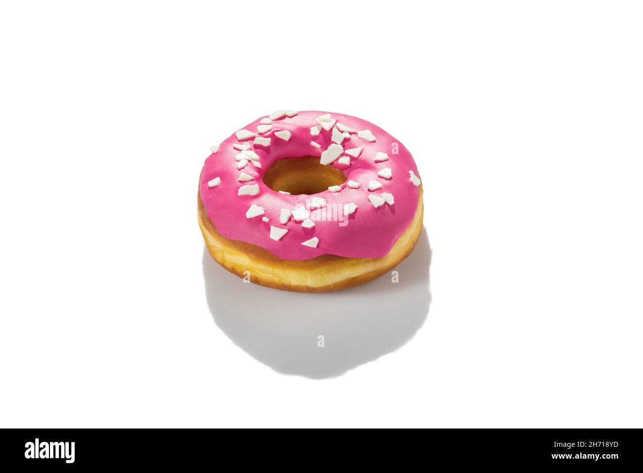 Delicious and glazed sweet donut isolated on white background with ...