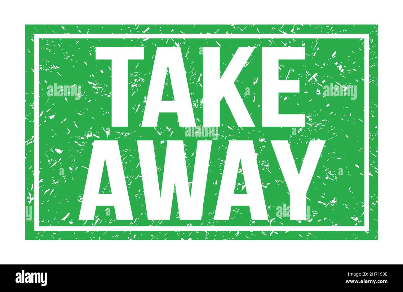 TAKE AWAY, words written on green rectangle stamp sign Stock Photo - Alamy