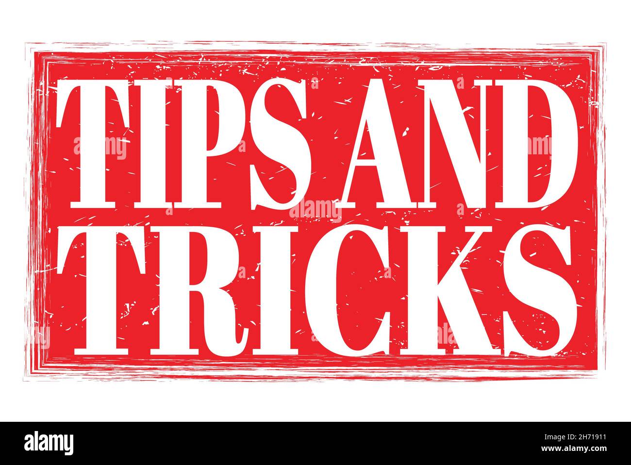 TIPS AND TRICKS, words written on red grungy stamp sign Stock Photo - Alamy