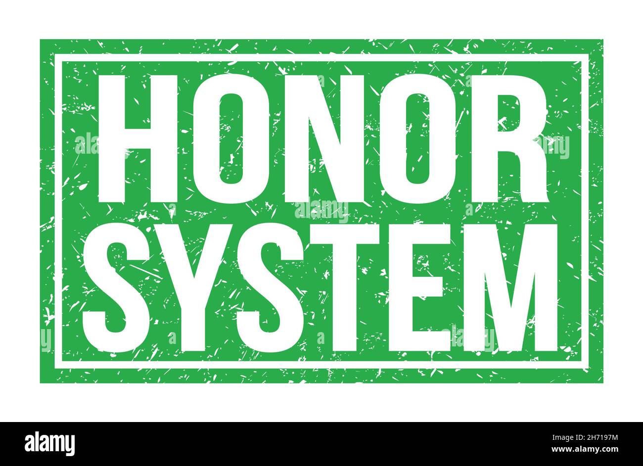 HONOR SYSTEM, words written on green rectangle stamp sign Stock Photo ...