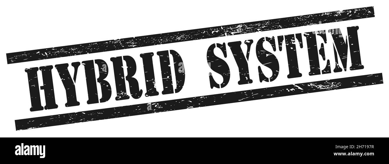 HYBRID SYSTEM text on black grungy rectangle vintage stamp Stock Photo ...