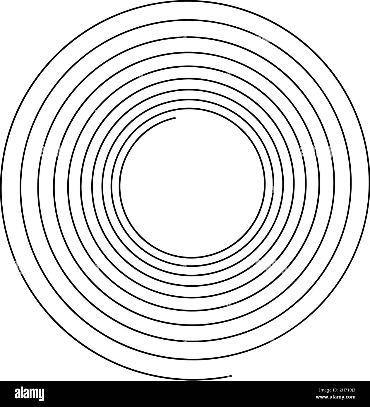 Spiral, swirl, twirl, volute design element with thin lines. Circular ...