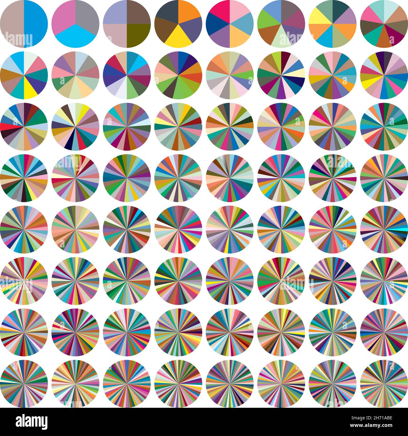 Pie chart, Pie graph, circular, circle diagram from 2 to 65 segments ...