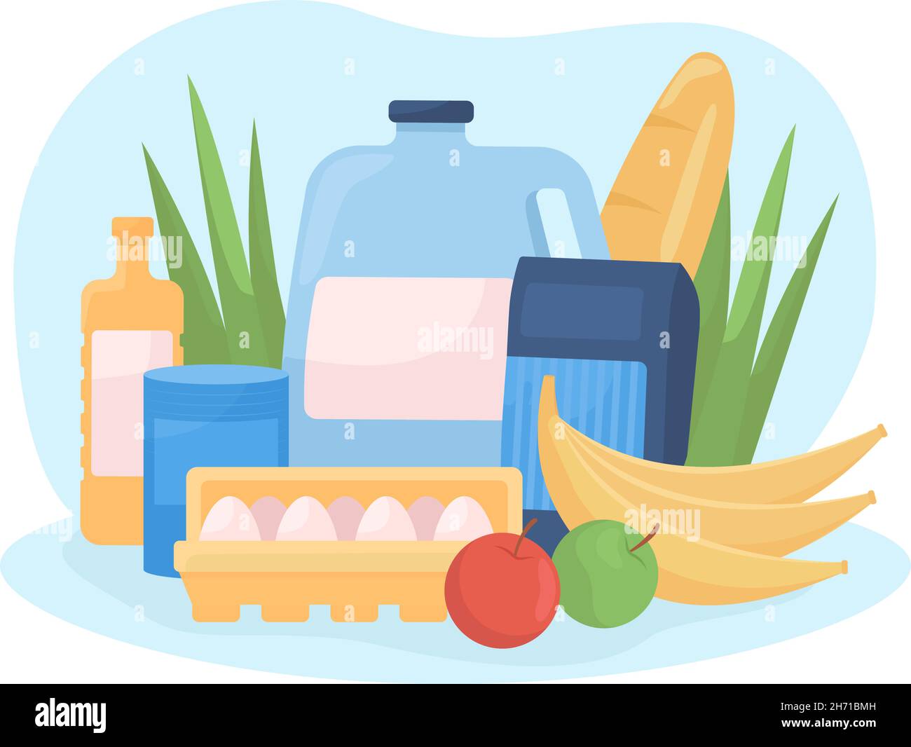 Grocery food 2D vector isolated illustration Stock Vector Image & Art ...