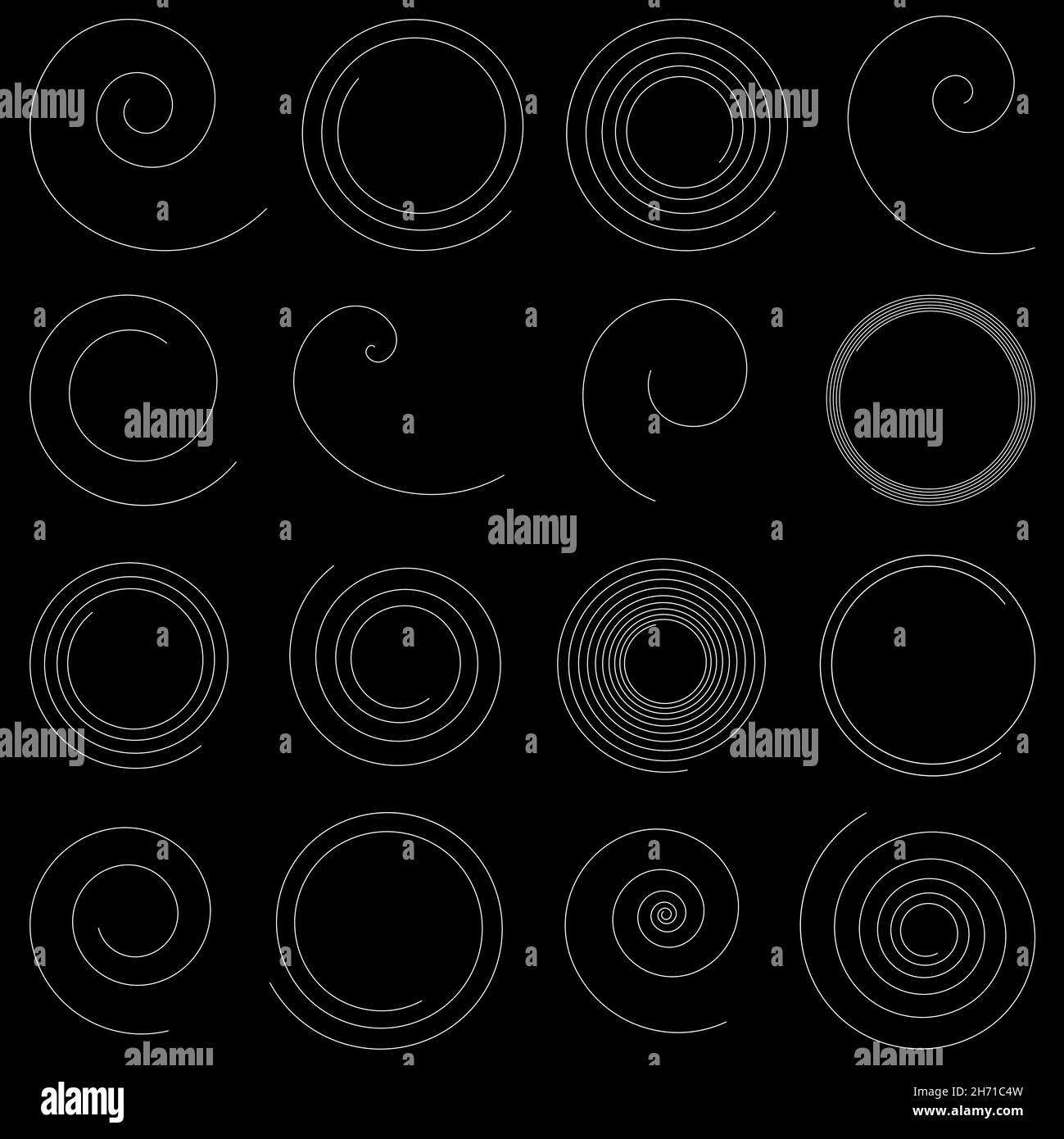 Spiral, swirl, twirl, volute design element with thin lines. Circular ...