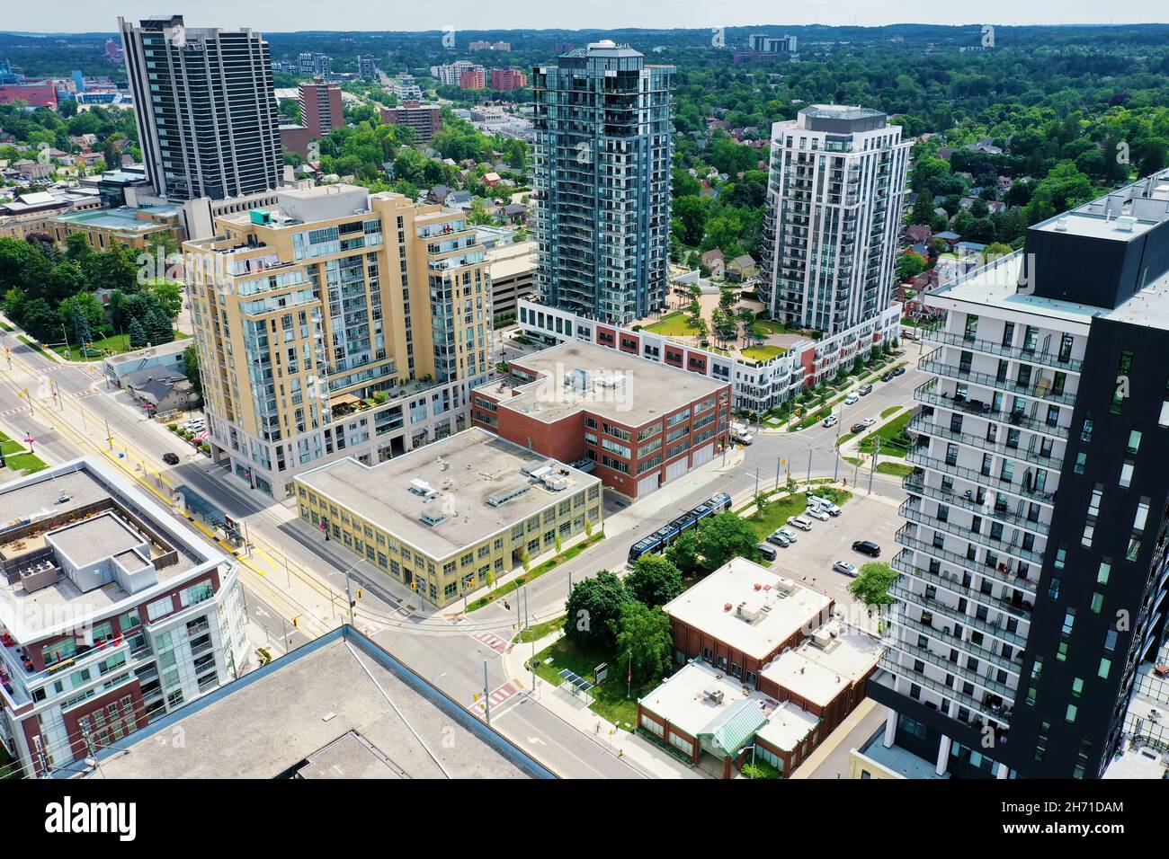 An aerial of Waterloo, Ontario, Canada city center Stock Photo - Alamy