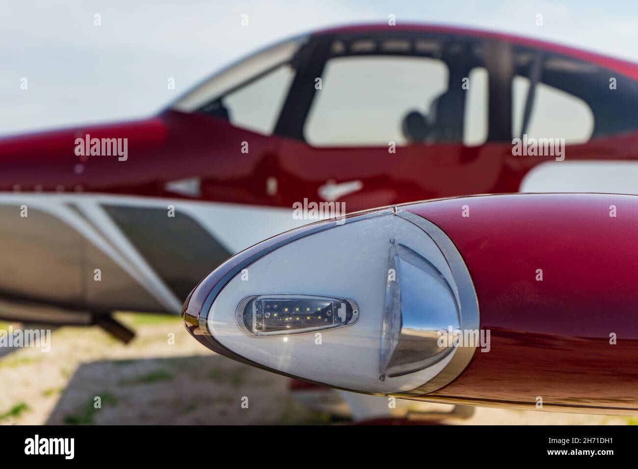 Small private white plane before the flight. Front view. Close-up Stock ...