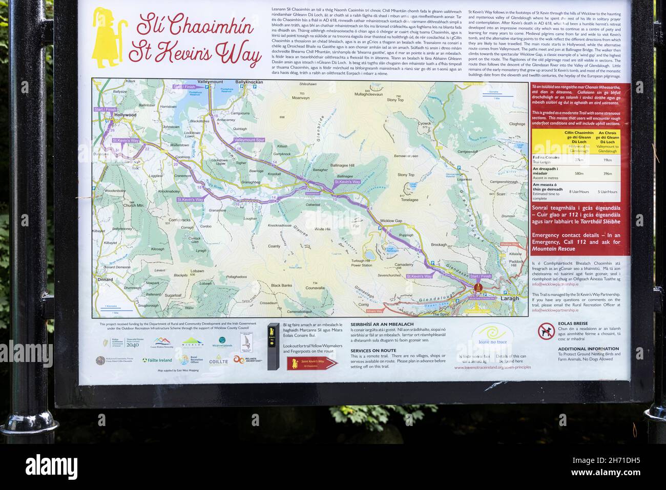 Information sign with route of St Kevins way, Glendasan, County Wicklow ...