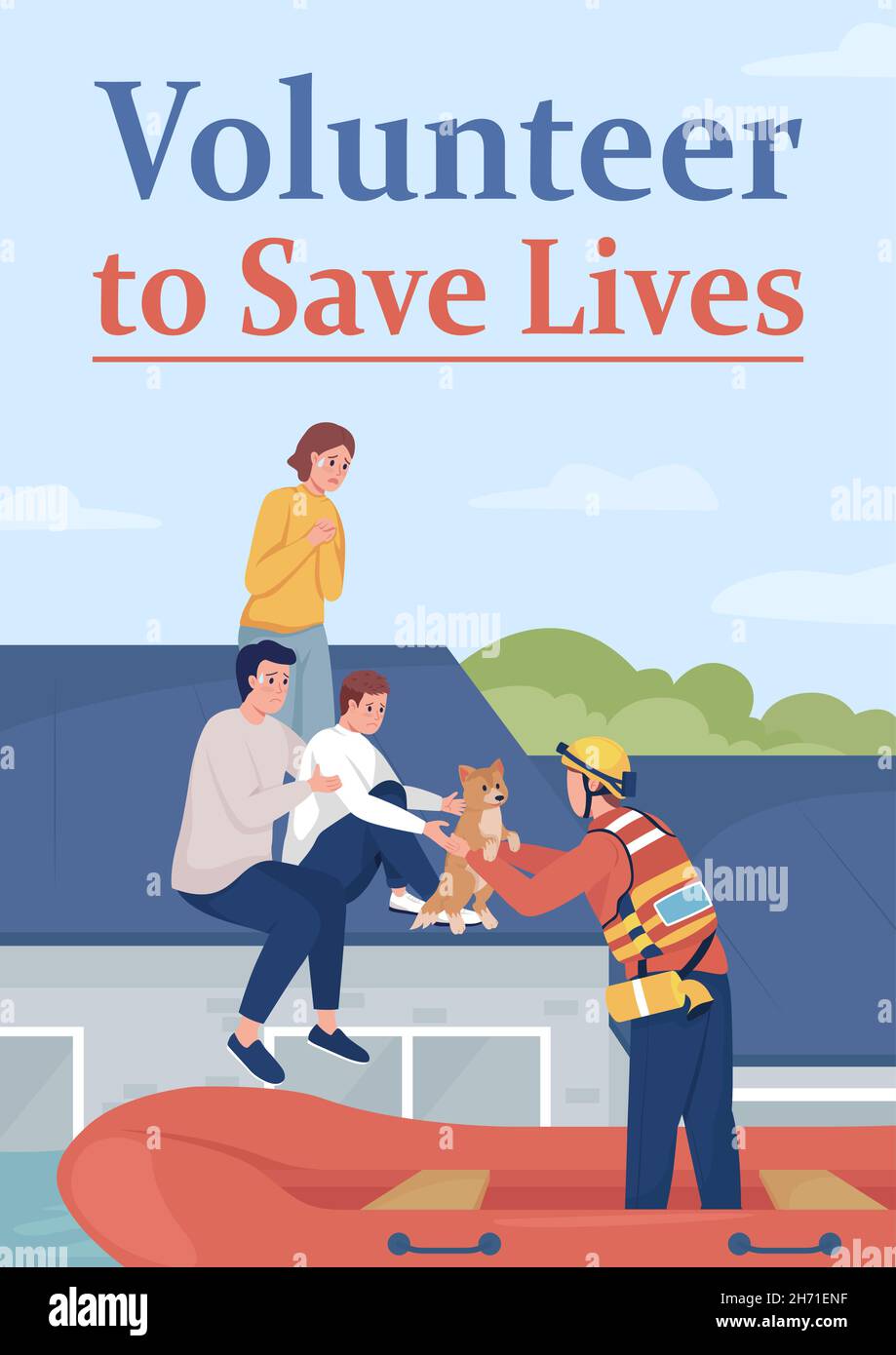 Help survivors of flood poster flat vector template Stock Vector Image ...