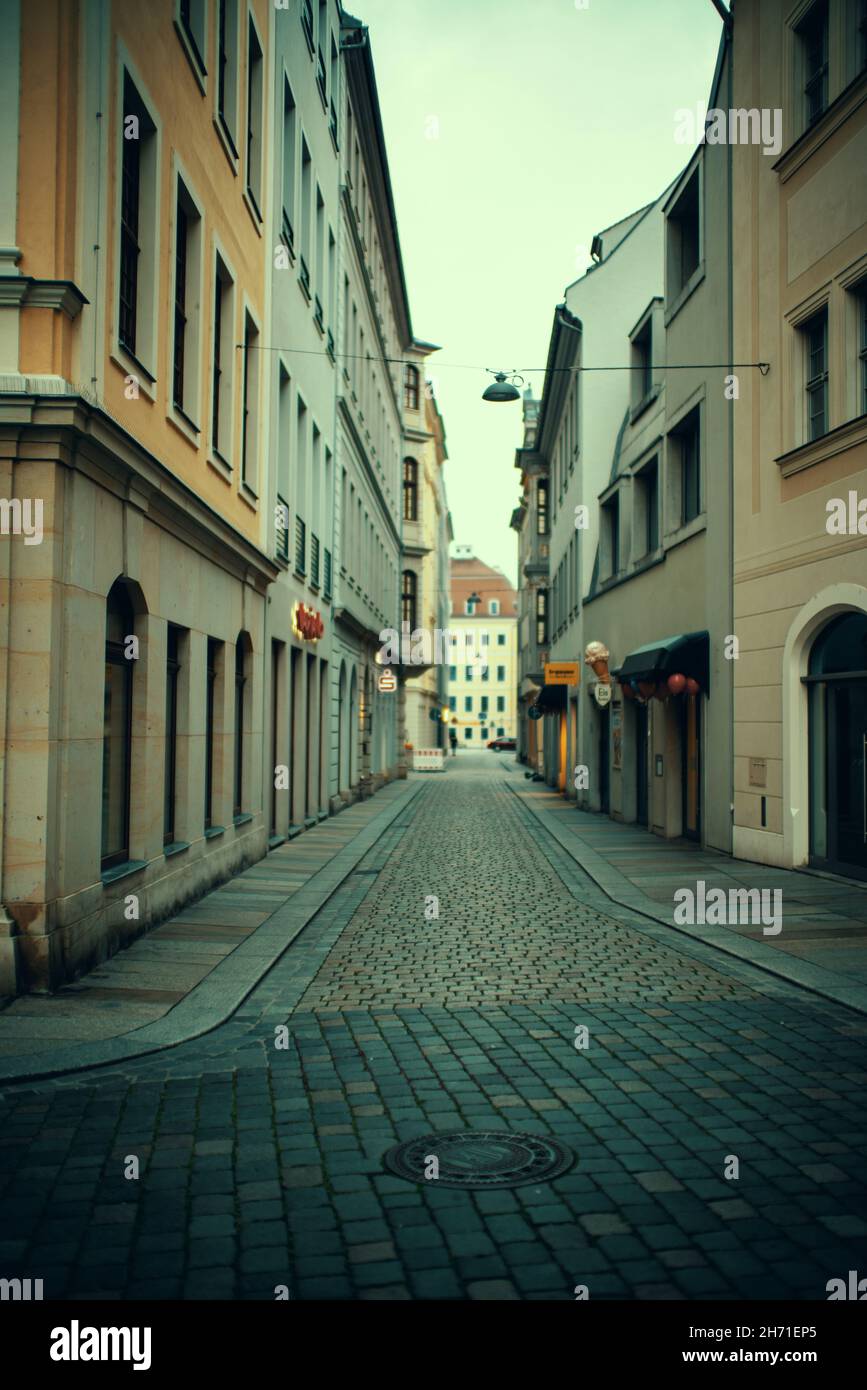 Streets of dresden at night. View of the historic quarters of Dresden ...