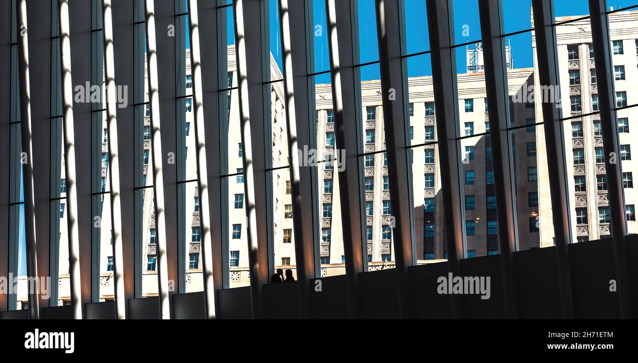NEW YORK, USA - Sep 22, 2017: Windows of Oculus terminal station in the ...