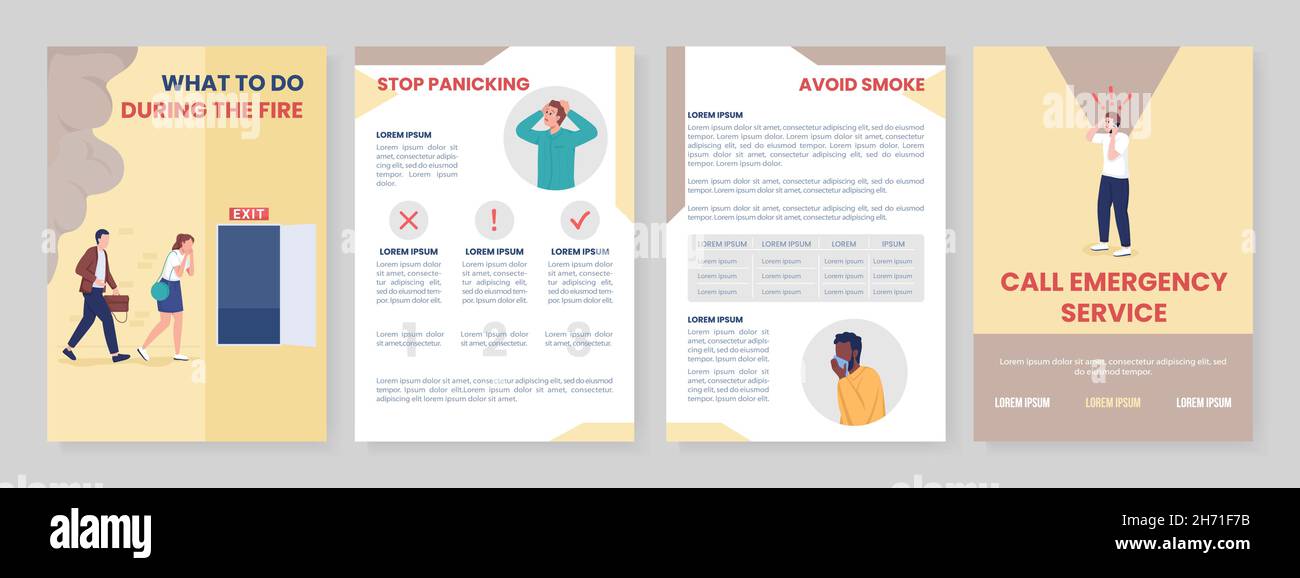 What to do during fire flat vector brochure template Stock Vector Image ...