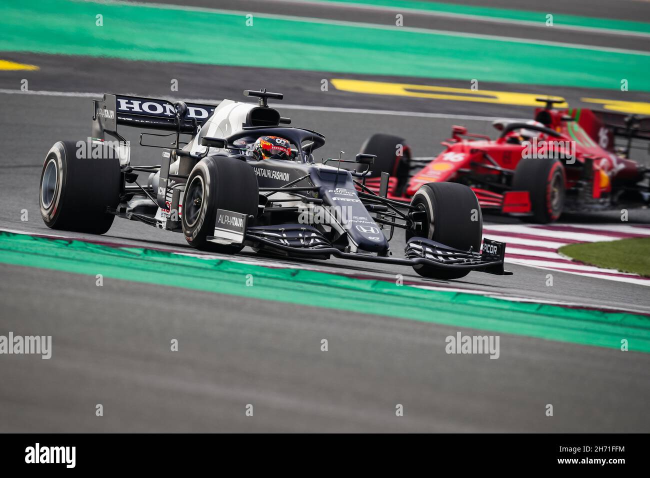 Doha, Qatar. 19th Nov, 2021. 22 TSUNODA Yuki (jap), Scuderia AlphaTauri Honda AT02, 16 LECLERC ...
