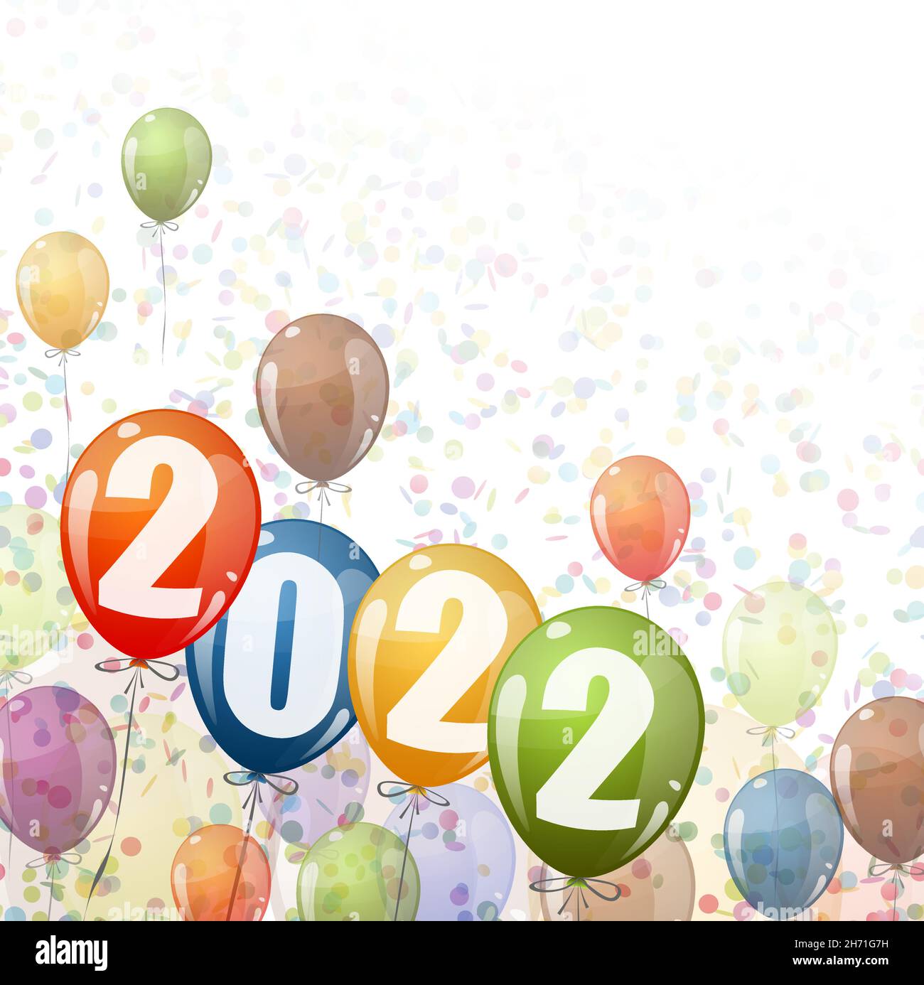 confetti and colored balloons with numbers for New Year 2022 Stock ...