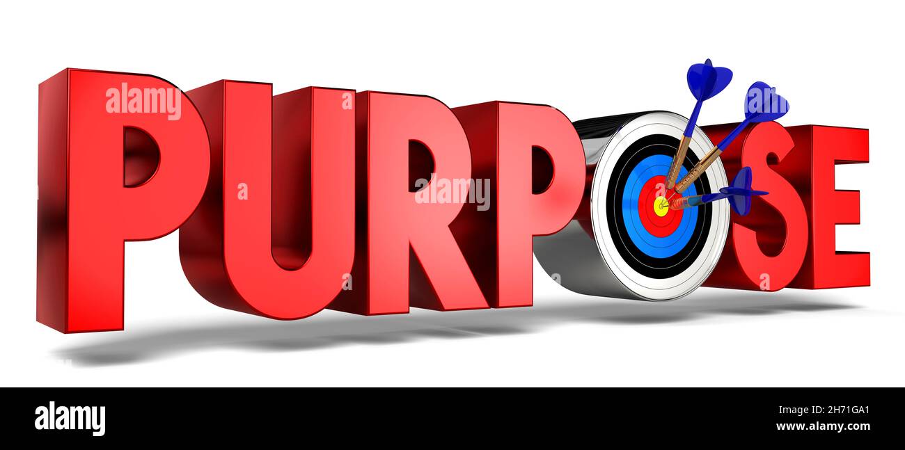 Purpose concept - dartboard with arrows, white background - 3D ...