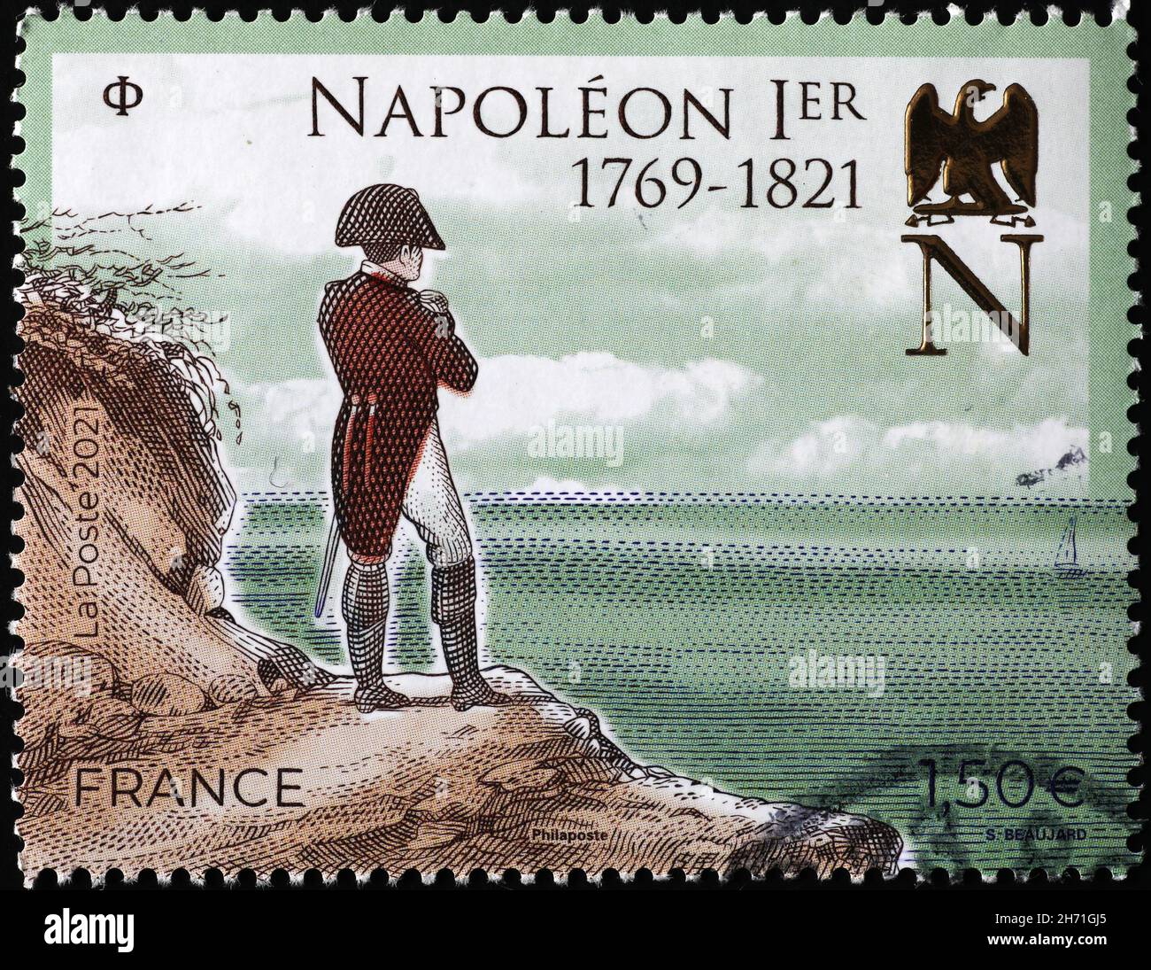 Portrait of Emperor Napoleon on french stamp Stock Photo - Alamy