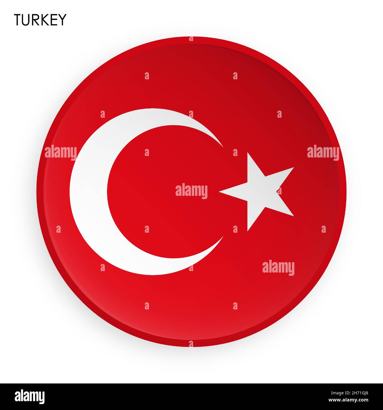 TURKEY flag icon in modern neomorphism style. Button for mobile ...