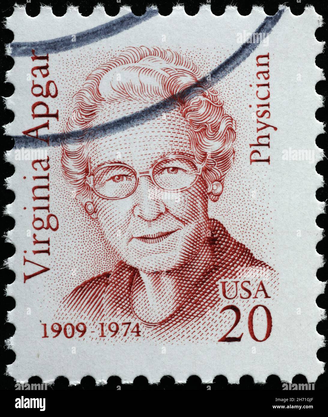Physician Virginia Apgar on american postage stamp Stock Photo - Alamy