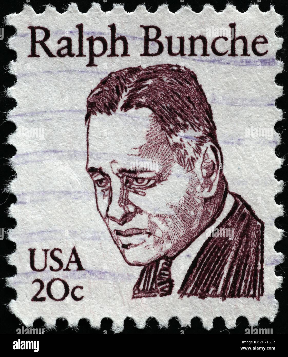 Ralph Bunche on american postage stamp Stock Photo - Alamy