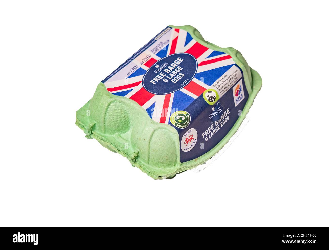 Norwich, Norfolk, UK – November 15 2021. A closed egg box or egg carton ...