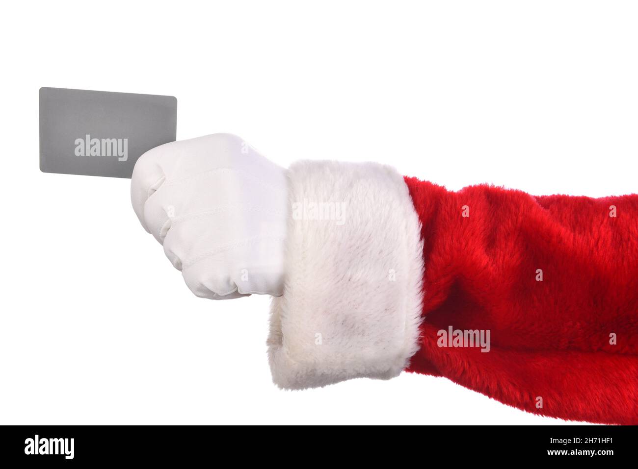 Santa Claus hand holding a blank credit card, isolated on white Stock ...