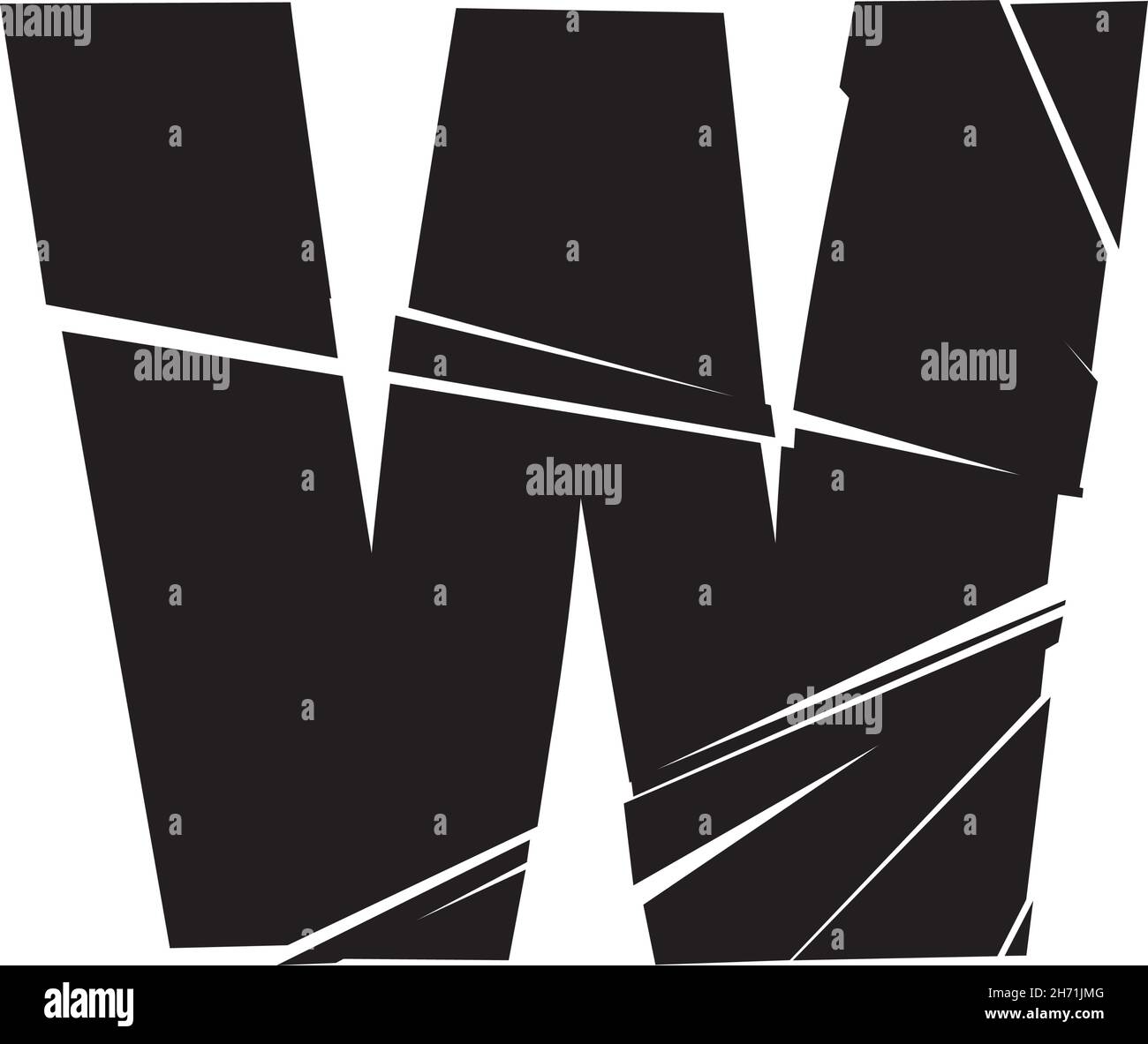 Textured letter W. Shattered, fractured, broken alphabet series - stock ...