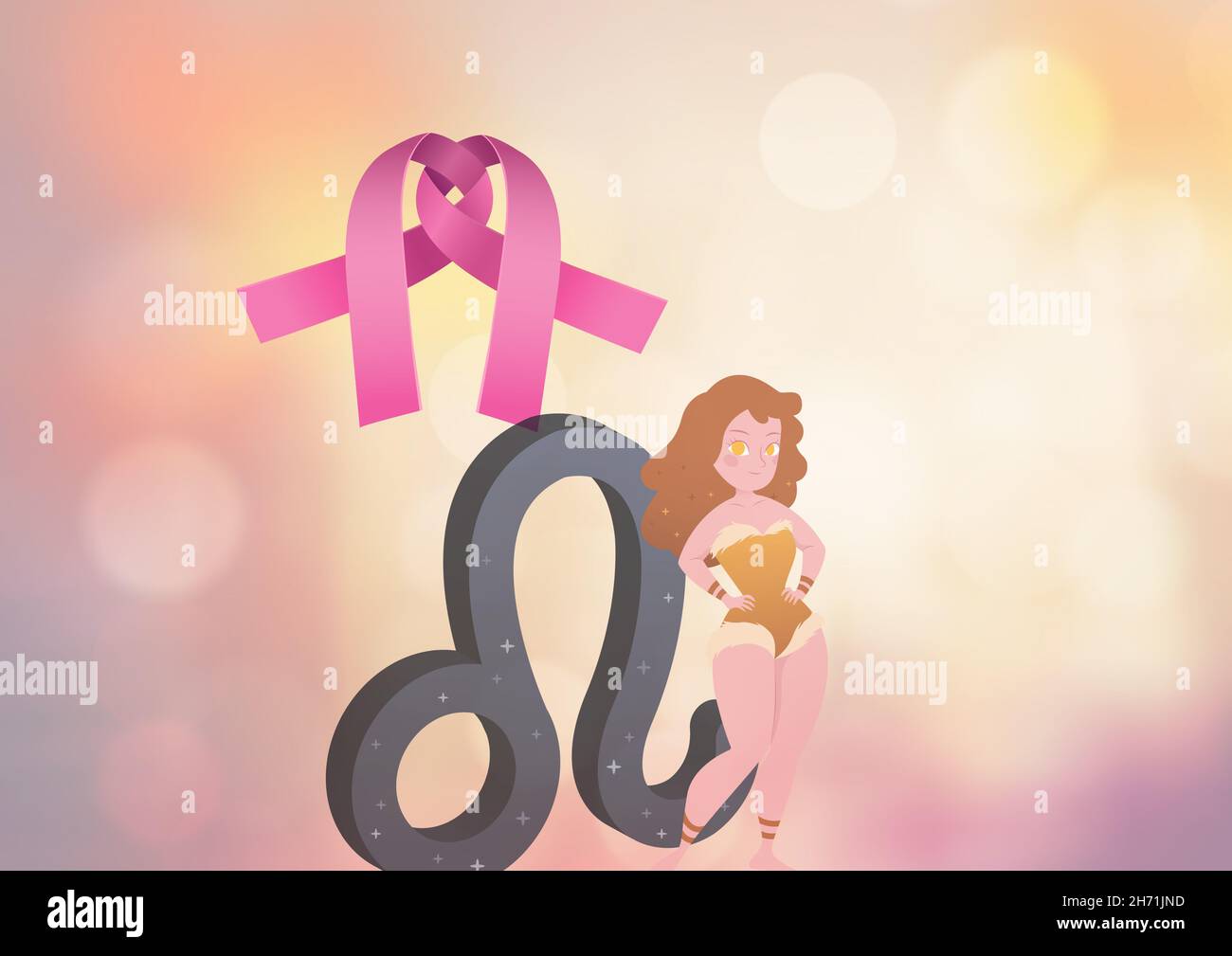 Taurus symbol, pink ribbon and mermaid icon against sots of light on ...