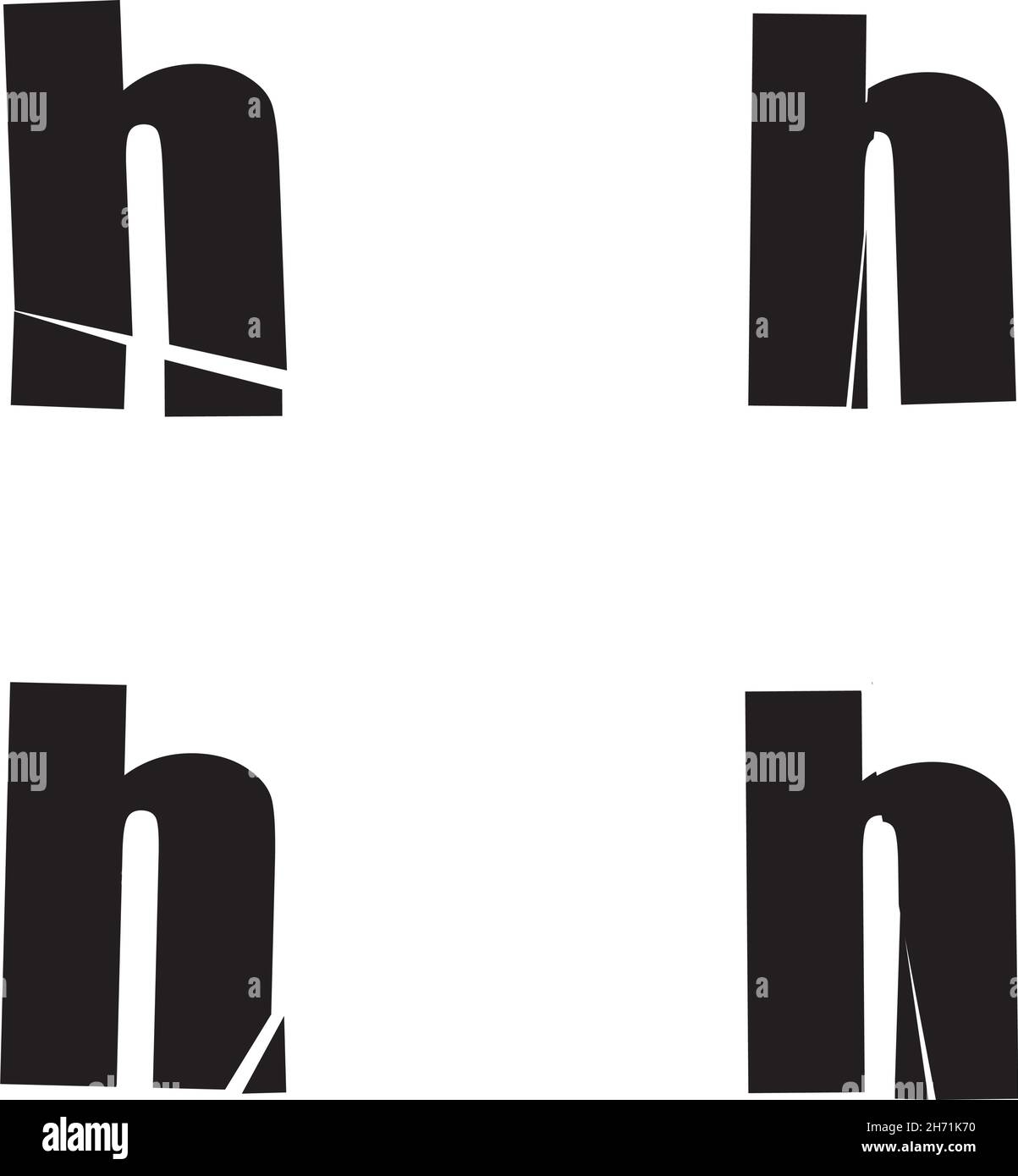 Textured letter H. Shattered, fractured, broken alphabet series - stock ...