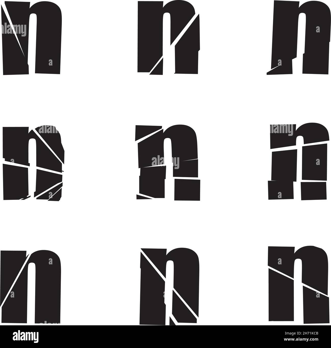 Textured letter n. Shattered, fractured, broken alphabet series - stock ...