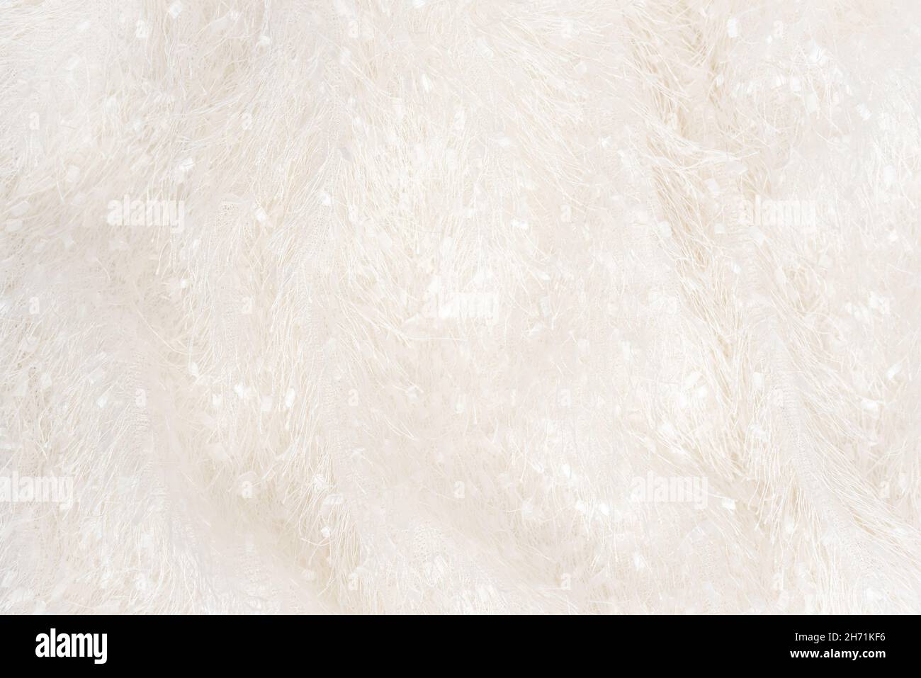 Texture of soft white plaid surface with long natural fur Stock Photo ...