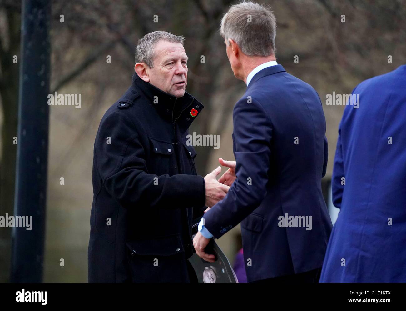 Former Rangers goalkeeper Andy Goram (left) shakes hands with former ...